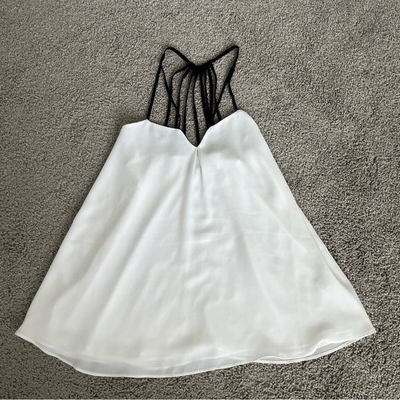 Express | Tops | Express White Black Sheer Strappy Dressy Tank Top Size ...